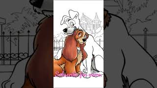 Lady and the Tramp. #shorts #disney #ladyandthetramp #colouringapp #cute #cutepicsdaily