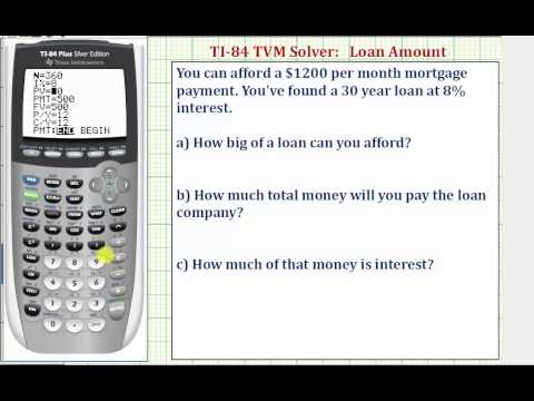 Ex: TI84 TVM Solver – Find the Present Value of a Loan Given Monthly ...