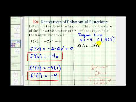 Ex: Find the Equation of a Tangent Line to a Quadratic Function at a Given value of x | Math ...