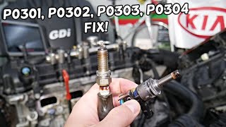 CODE P0301 P0302 P0303 P0304 CYLINDER MISFIRE KIA SORENTO, KIA SPORTAGE