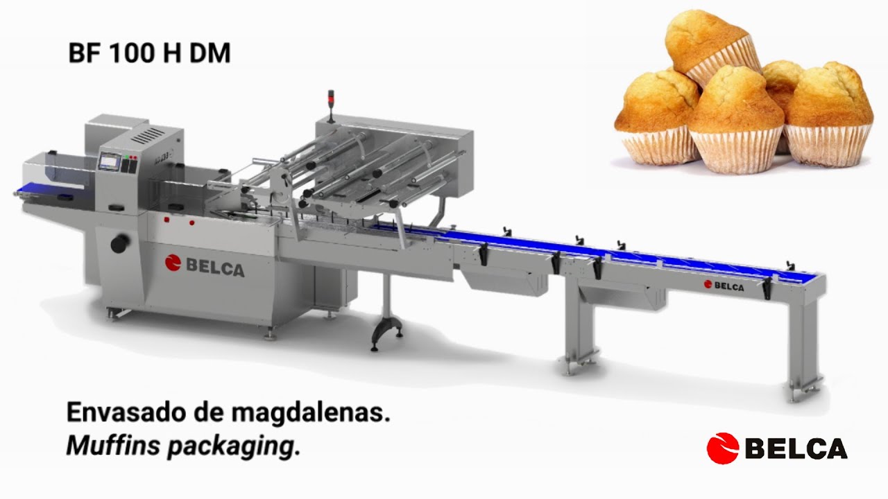 Flow pack packaging of muffins with automatic loading in BF 100 H DM - BELCA