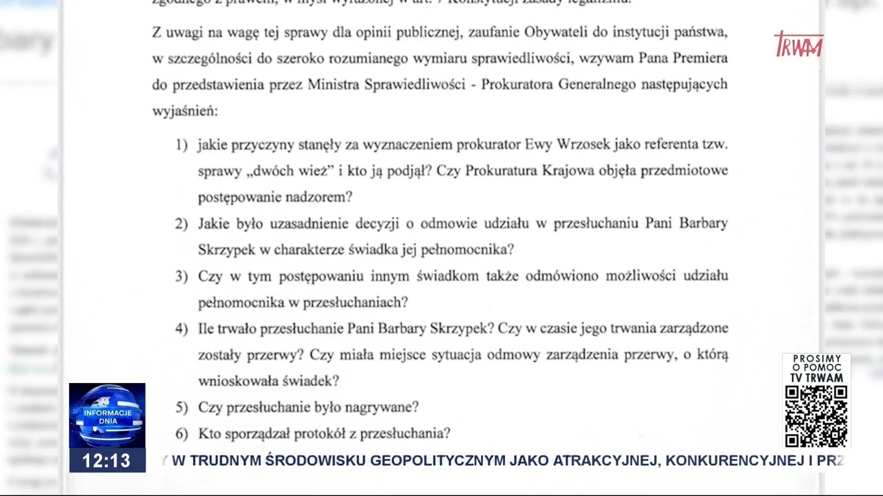 Prezydent skierował do premiera pytania ws. tragicznie zmarłej B. Skrzypek – RadioMaryja.pl