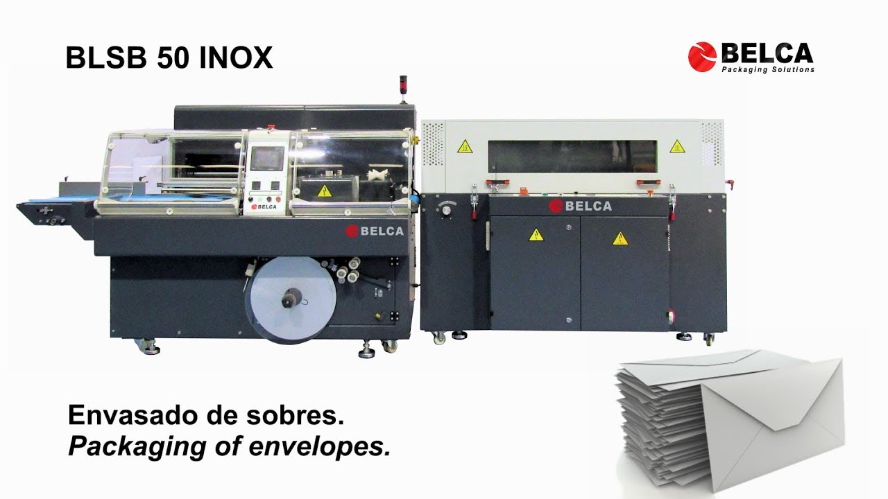 Packing of groups of envelopes in BLSC 50 automatic in-line shrink machine - BELCA