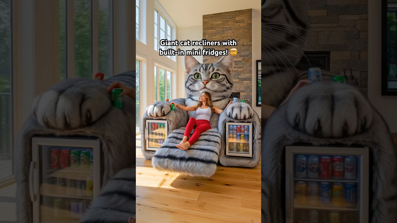 These Giant Cat Recliners Have Built-in Mini Fridges