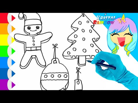 FREE COLORING How to draw Christmas Cookies / icing cookie / straw ...