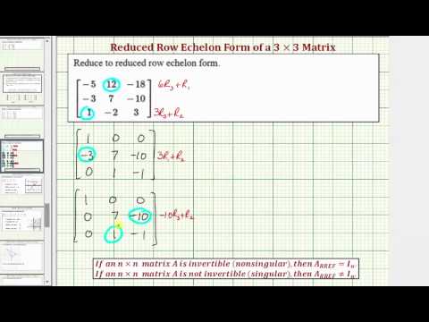 Ex: Write a 3×3 Matrix in Reduced Row Echelon Form (Identity) | Math Help from Arithmetic ...