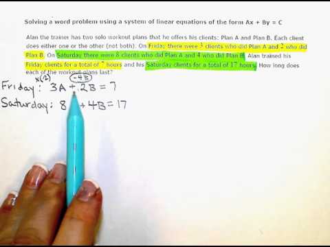 Solving word problems using systems of linear equations – Business plan for supervisors