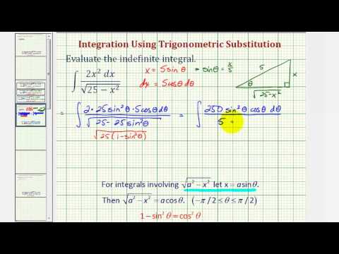 Ex 2: Integration Using Trigonometric Substitution | Math Help from Arithmetic through Calculus ...