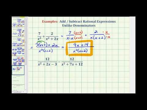 Ex 2: Add and Subtract Rational Expressions – Unlike Denominators | Math Help from Arithmetic ...