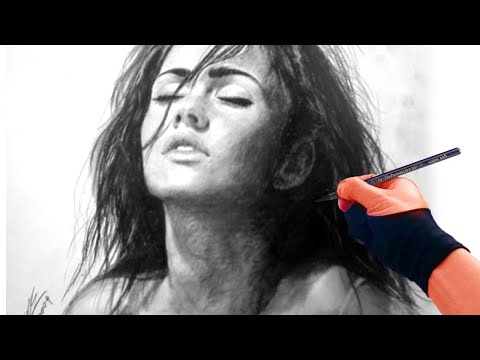 Time Lapse Charcoal Drawing of Megan Fox | The Boredom Blog
