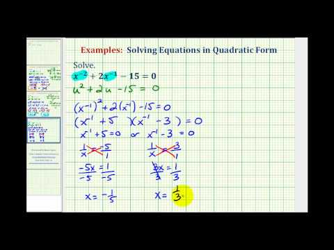 Ex 4: Solving Equations in Quadratic Form – Negative Exponents | Math Help from Arithmetic ...