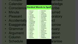 Hardest Words To Spell