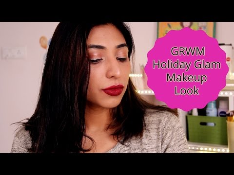 GRWM + Holiday Glam Makeup Tutorial | Red Lips for Christmas & New Year – Glitter and Glaze