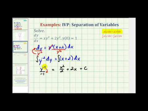 Ex 2: Initial Value Problem – Separation of Variables | Math Help from Arithmetic through ...