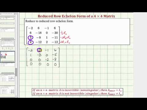 Ex: Write a 4×4 Matrix in Reduced Row Echelon Form (Not Identity) | Math Help from Arithmetic ...