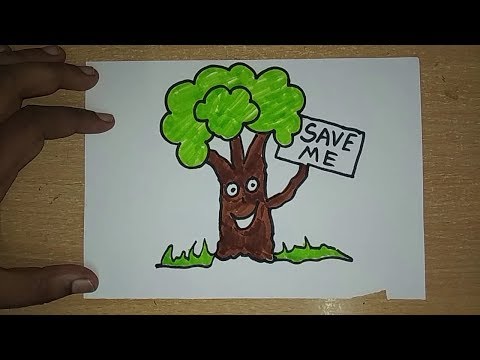 How to Draw Save Earth Coloring Poster step by step || Save Trees, Save Environment, Save Future ...