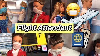 A day In The Life Of A Barbie Flight Attendant- Airport Morning Routine ( doll Roleplay)