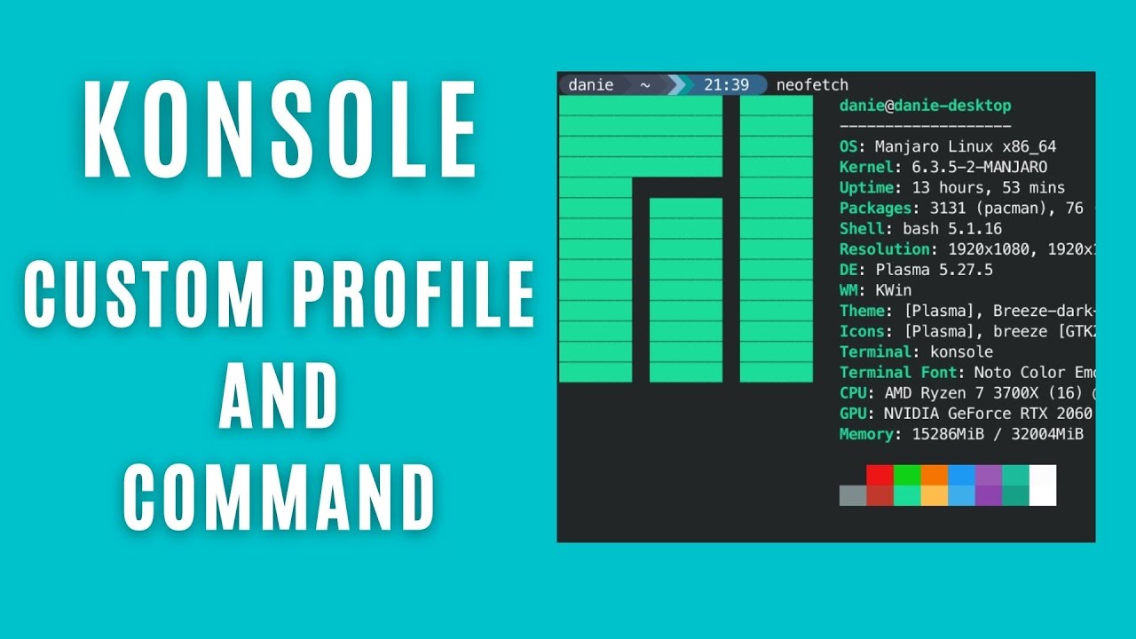 Open KDE Konsole named Profiles, with own identification and a custom command, using a keyboard ...