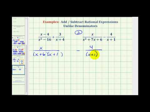 Ex 3: Add and Subtract Rational Expressions – Unlike Denominators ...