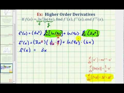 Ex: Higher Order Derivatives Using the Product Rule | Math Help from Arithmetic through Calculus ...