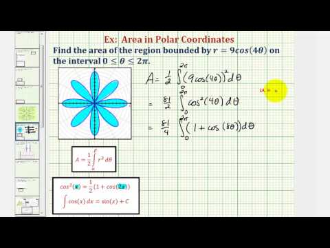 Ex: Find the Area of a Region Bounded by a Polar Curve (r=Acos(n*theta ...