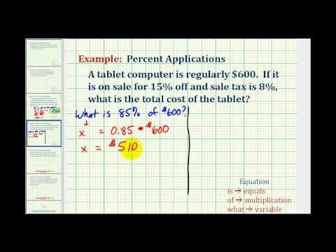 Example 4: Percent Application Problem | Math Help from Arithmetic through Calculus and beyond