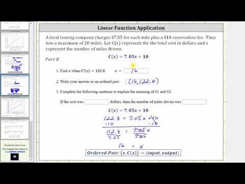 Application; Find Function Outputs, Inputs, Domain and Range (Linear) | Math Help from ...