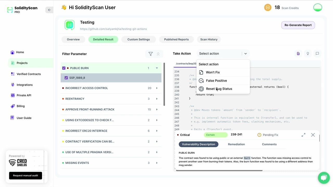 Verifying Smart Contracts with CredShields SolidityScan | Rootstock ... Verifying Smart Contracts with CredShields SolidityScan | Rootstock ...