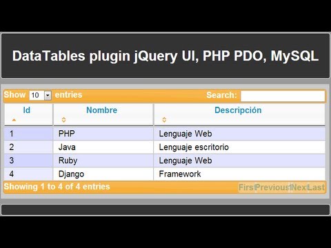 DataTables Plugin con jQuery UI, PHP PDO y MySQL | soloajax