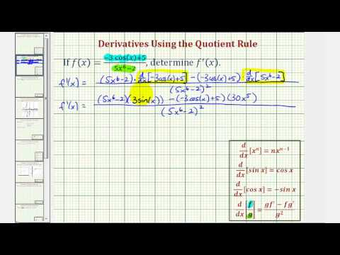 Ex: Find a Derivative and Using the Quotient Rule (trig/poly) | Math Help from Arithmetic ...