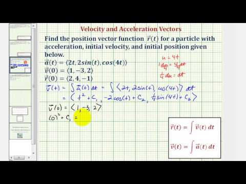 Ex: Find the Velocity and Position Vector Functions Given the Acceleration Vector Function ...