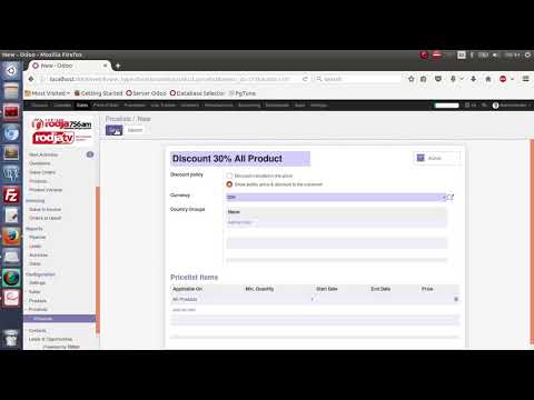 [Odoo 10] Pricelist | Tutorial Odoo