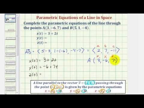 Ex: Find the Parametric Equations of a Line in Space Given Two Points on the Line | Math Help ...