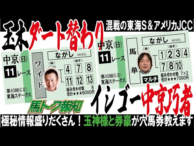 【予想動画】アメリカJCC・G2、東海ステークス・G2… 玉木宏征記者、イシゴー記者の勝負馬券をズバリ公開 - UMATOKU | 馬トク