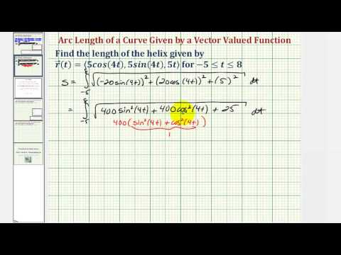 Ex: Determine Arc Length of a Helix Given by a Vector Valued Function | Math Help from ...