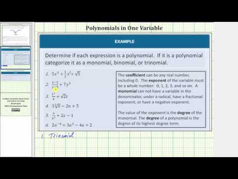 Determine if an Expression is a Polynomial | Math Help from Arithmetic through Calculus and beyond