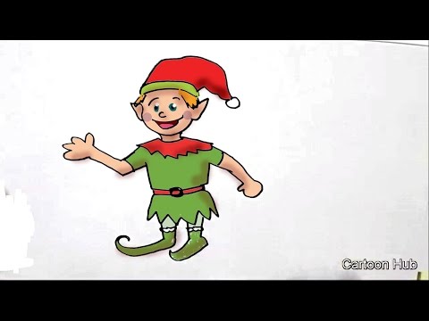 How To Draw A Christmas elf-in easy steps for children, kids, beginners ...