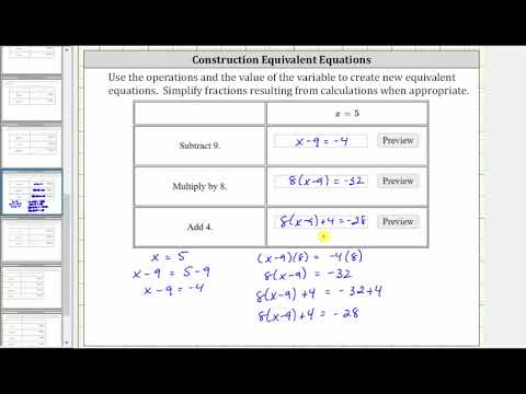 Determine Equivalent Equations Given x = a (3 Operations) Ex 2 | Math ...