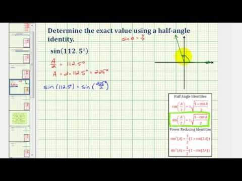 Example: Determine a Sine Function Value Using a Half Angle Identity | Math Help from Arithmetic ...