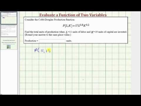 Ex: Evaluate a Function of Two Variables (Cobb-Douglas Production Function) | Math Help from ...