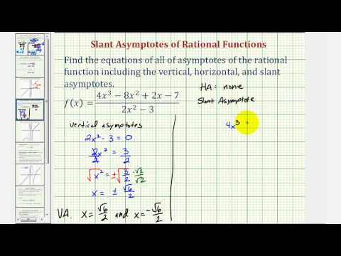 Ex 2: Determine the Vertical and Slant Asymptotes of a Rational ...