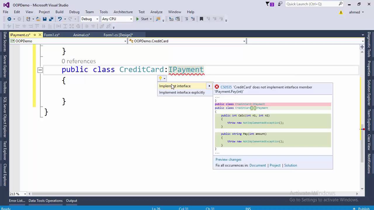 34 Interface Class in CSharp | Completed C# Course In Arabic