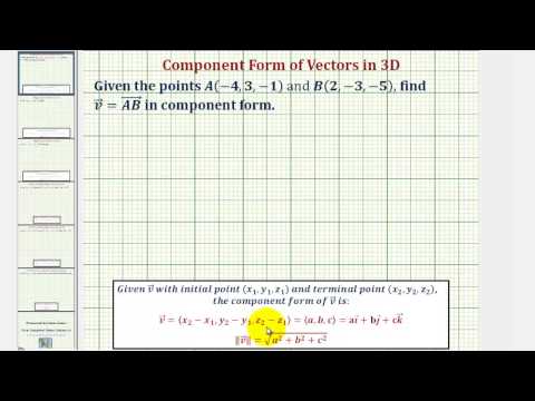 Ex: Find the Component Form of a Vector in Space Given the Initial and Terminal Point | Math ...