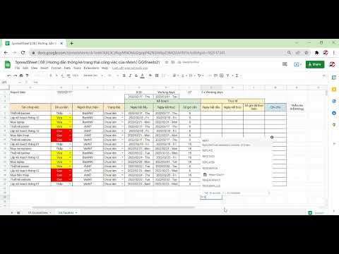 SpreadSheet | 08 | Hướng dẫn thống kê trạng thái công việc của nhóm | GGSheets21 – SmartITSoft