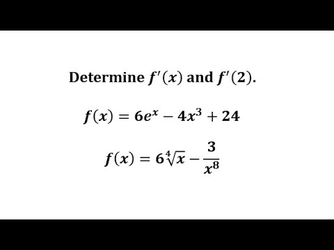 Determine Basic Derivatives and Derivative Function Values (No Chain) | Math Help from ...