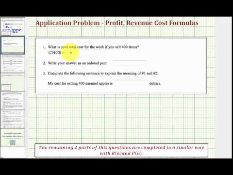 Ex: Determine the Linear Cost Revenue, and Profit Functions From a Story | Math Help from ...