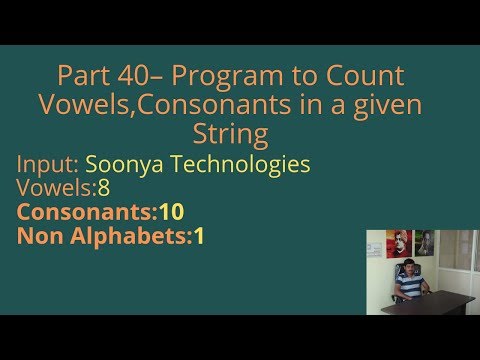 Part 40 – Program to Count Vowels, Consonants and non-alphabets in a given String in C# | Soonya ...