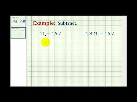 Examples: Subtraction of Decimals | Math Help from Arithmetic through ...