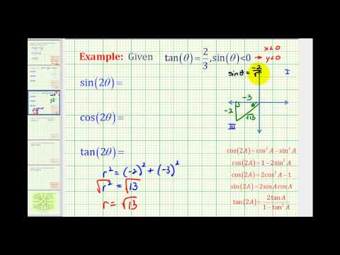 Example 2: Determine Double Angle Trig Function Values Given Information | Math Help from ...