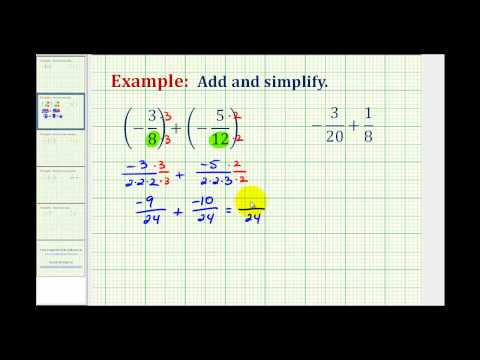 Ex 2: Adding Signed Fractions | Math Help from Arithmetic through Calculus and beyond